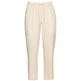 sheego Damen Leinenhose, beige, Gr. 58, unifarben, 55% Leinen, 45% Viskose, Hosen