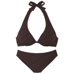 s.Oliver B&uuml;gel-Bikini "Naila", braun, Gr. 42, Strukturmuster, Microfaser, Polyamid, Bikini-Sets, mit Struktur