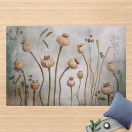Kork-Teppich - Getrockneter Mohn - Motiv braun Blumen Korkmatte Mohn Wohnzimmer Schlafzimmer