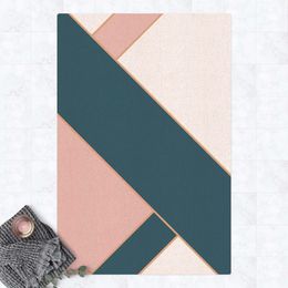 Kork-Teppich - Eckiges Geflecht Petrol - Illustration petrol Korkmatte Geometrisch Wohnzimmer Schlafzimmer