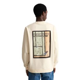 Marc O'Polo Herren Sweatshirt "mit l&auml;ssigem R&uuml;ckenprint", beige, Gr. M, MARC O'POLO DENIM, unifarben, Obermaterial: 100% Baumwolle, Sweatshirts