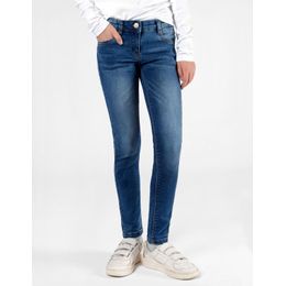 STACCATO M&auml;dchen Skinny-fit-Jeans "MIA", blau, Gr. 92, kontrastfarbene Details, unifarben mit Farbeinsatz, Oberstoff: 70% Baumwolle, 28% Polyester,