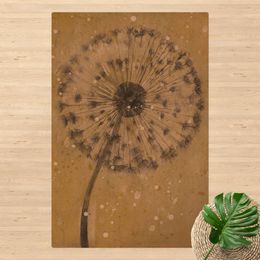 Kork-Teppich - Pusteblume im Schnee - Illustration beige Korkmatte Pusteblume Wohnzimmer Schlafzimmer