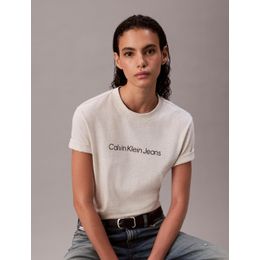Damen T-Shirt "A- INST. LOGO CLASSIC TEE SS", wei&szlig;, Gr. XXL, Calvin Klein Jeans, unifarben, Jersey, Obermaterial: 100% Baumwolle, Shirts, mit
