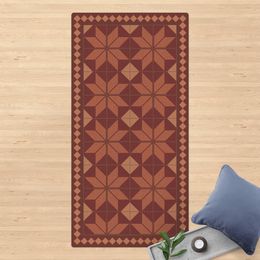 Kork-Teppich Geometrische Fliesen Sternblume Altrosa mit schmaler Bord&uuml;re