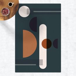 Kork-Teppich - Bauhaus Dresden - Abstrakt petrol Korkmatte Geometrisch Wohnzimmer Schlafzimmer
