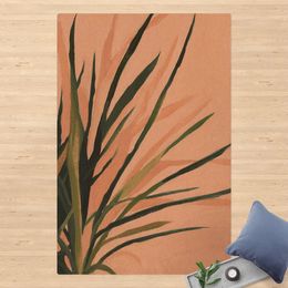 Kork-Teppich - Blattwerk mit Schattenwurf - Tropisch beige originell Korkmatte Gr&auml;ser Wohnzimmer Schlafzimmer