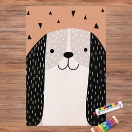 Bilderwelten Kork-Teppich Illustration weiss Tiere Korkmatte - Tierpark mit Mustern - Hund - Hund Kinderzimmer Baby M&auml;dchen Jungen