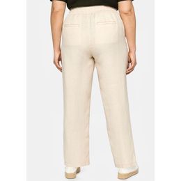 sheego Damen Leinenhose, beige, Gr. 44, unifarben, 55% Leinen, 45% Viskose, Hosen