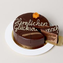 Sachertorte &bdquo;Herzlichen Gl&uuml;ckwunsch&ldquo;