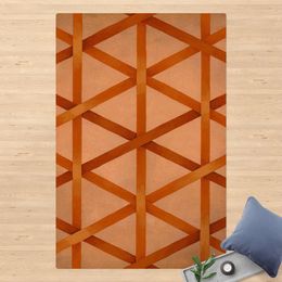 Kork-Teppich - Lichtspielband Orange - Illustration orange Aquarell Geometrisch Wohnzimmer Schlafzimmer