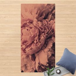 Kork-Teppich - Lila Pfingstrosenbl&uuml;ten - Landhaus violett Blumen Korkmatte Rose Wohnzimmer Schlafzimmer