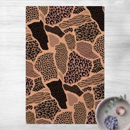 Kork-Teppich - Animalprint Zebra Tiger Leopard Europa - Illustration grau Tiere Korkmatte Deko Wohnzimmer Schlafzimmer