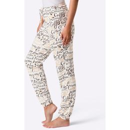 w&auml;schepur W&Auml;SCHEPUR Damen Schlafhose, Gr. 40, beige, 50% Baumwolle, 50% Modal, bedruckt, gemustert, mehrfarbig, Hosen