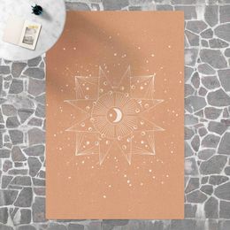 Kork-Teppich - Astrologie Mond Magie Wei&szlig; - Vintage weiss Spirituell Korkmatte Himmel Wohnzimmer Schlafzimmer