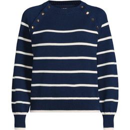 LANDS' END Pullover DRIFTER mit Schulterkn&ouml;pfen, Damen,  Blau, Baumwolle, by Lands' End