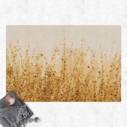Bilderwelten Kork-Teppich Tropisch beige Blumen Korkmatte - Bl&auml;tterfeld im Sommer - Blumenwiese Wohnzimmer Schlafzimmer