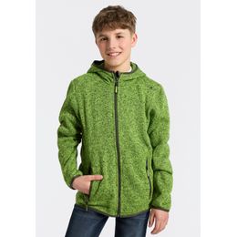 CMP Jungen Strickfleecejacke "KID JACKET FIXED HOOD", gr&uuml;n, Gr. 128, Strick, Obermaterial: 100% Polyester, Jacken, wasserabweisend, windabweisend,