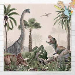 Bilderwelten Kork-Teppich Tropisch gr&uuml;n Wald Korkmatte - Dinosauriergiganten im Dschungel - Dinosaurier Kinderzimmer Baby M&auml;dchen Jungen