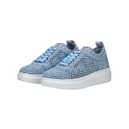 Mustang Shoes Damen Schn&uuml;rschuh "Mustang Shoes Sneaker Baumwolle", Gr. 39, blau, Textil, Schuhe
