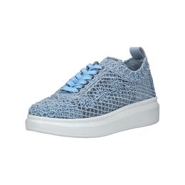 Mustang Shoes Damen Schn&uuml;rschuh "Mustang Shoes Sneaker Baumwolle", Gr. 40, blau, Textil, Schuhe