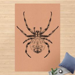 Kork-Teppich - Illustration ruhende Spinne Schwarz - Illustration schwarz Tiere Korkmatte Insekten Wohnzimmer Schlafzimmer