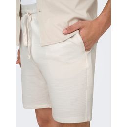 Only & Sons ONLY & SONS Herren Shorts "ONSKIAN LIFE REG SEERSUCKER SHORTS NOOS", wei&szlig;, Gr. XXL, unifarben, Web, Obermaterial: 97% Baumwolle, 3% Elasthan, Hosen