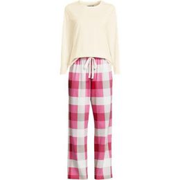 LANDS' END Gemustertes Pyjama-Set aus Baumwoll-Jersey, Damen,  Rot, Elasthan/Baumwoll-Mischung, by Lands' End