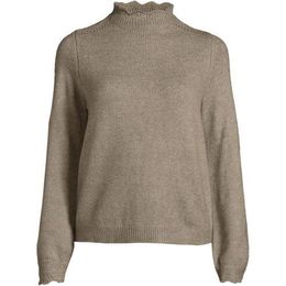 LANDS' END Stehbund-Pullover mit Muschelrand, Damen,  Beige, Wolle/Polyester/Polyacryl, by Lands' End
