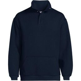 LANDS' END Gerippter Pullover mit Stehkragen, Herren,  Blau, by Lands' End