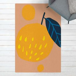 Kork-Teppich - Abstrakte Formen - Orange - Illustration gelb Kulinarisch Korkmatte Obst K&uuml;che