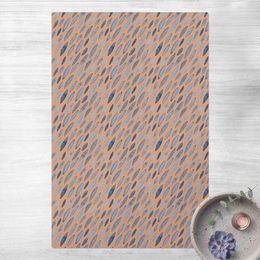 Kork-Teppich Aquarell Regen in Indigo klein und gro&szlig;