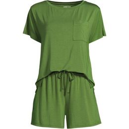 LANDS' END K&uuml;hlendes Pyjama-Set mit Shorts, Damen,  Gr&uuml;n, Elasthan/Viskose-Mischung, by Lands' End