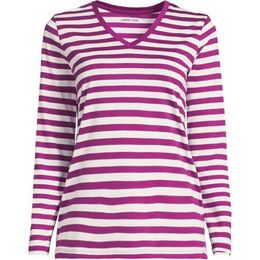LANDS' END Supima&reg; Langarm-Shirt mit V-Ausschnitt, Damen,  Pink, Baumwolle, by Lands' End