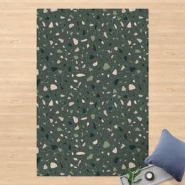 Kork-Teppich - Detailliertes Terrazzo Muster Messina - modern gr&uuml;n Mosaik Deko Wohnzimmer Schlafzimmer