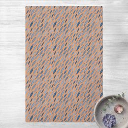 Kork-Teppich - Aquarell Regen in Indigo klein und gro&szlig; - Illustration blau Aquarell Deko Wohnzimmer Schlafzimmer