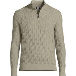 LANDS' END Strukturierter Baumwoll-Pullover mit Rei&szlig;verschluss, Herren,  Sonstige, Baumwolle, by Lands' End