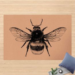 Kork-Teppich - Illustration fliegende Hummel Schwarz - Illustration schwarz Tiere Korkmatte Insekten Wohnzimmer Schlafzimmer