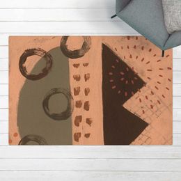 Kork-Teppich - Karneval der Formen in Petrol III - Abstrakt gr&uuml;n originell Korkmatte Deko Wohnzimmer Schlafzimmer