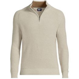 LANDS' END Pullover DRIFTER mit Rei&szlig;verschluss, Herren,  Wei&szlig;, by Lands' End