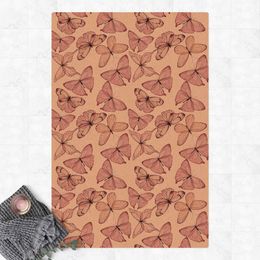 Kork-Teppich - Zarte Rosa Schmetterlinge - Tropisch rosa Tiere Korkmatte Schmetterlinge Wohnzimmer Schlafzimmer