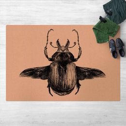 Kork-Teppich - Illustration fliegender K&auml;fer Schwarz - Illustration schwarz Tiere Korkmatte Insekten Wohnzimmer Schlafzimmer