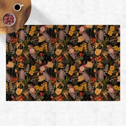 Kork-Teppich - Blumen mit Tropischen V&ouml;geln Bunt - Tropisch bunt Tiere Korkmatte V&ouml;gel Wohnzimmer Schlafzimmer