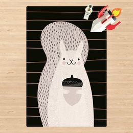 Kork-Teppich - Tierpark mit Mustern - Eichh&ouml;rnchen - Illustration schwarz Tiere Korkmatte Deko Kinderzimmer Baby M&auml;dchen Jungen