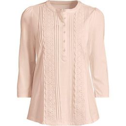 LANDS' END Shirt aus Baumwoll/Modalmix mit Lochstickerei mit 3/4-&Auml;rmeln, Damen,  Pink, Baumwolle Modal, by Lands' End