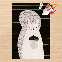 Kork-Teppich - Tierpark mit Mustern - Eichh&ouml;rnchen - Illustration schwarz Tiere Korkmatte Deko Kinderzimmer Baby M&auml;dchen Jungen