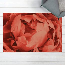 Kork-Teppich - Pfingstrose Bl&uuml;te Koralle - Landhaus rosa Blumen Korkmatte Rose Wohnzimmer Schlafzimmer