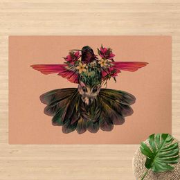 Kork-Teppich - Illustration floraler Kolibri - Illustration bunt Tiere Korkmatte V&ouml;gel Wohnzimmer Schlafzimmer