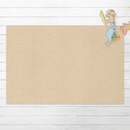 Kork-Teppich - No.YK56 Wei&szlig;e Punkte auf Creme - Illustration beige Korkmatte Punkte Kinderzimmer Baby M&auml;dchen Jungen
