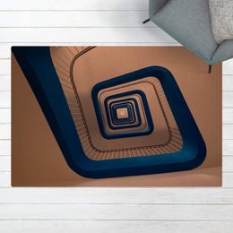 Kork-Teppich - Blauer Aufstieg ins Licht - Motiv blau Stadt Korkmatte Architektur Wohnzimmer Schlafzimmer